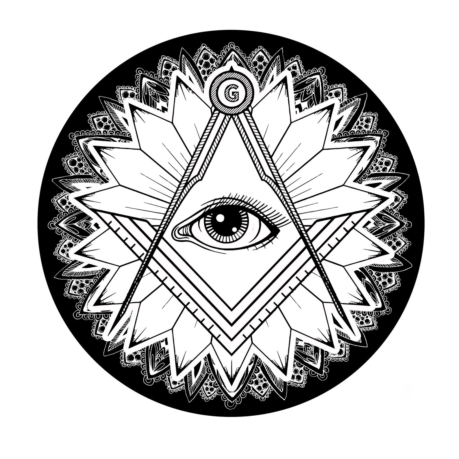 Floral All Seeing Eye Square & Compass Round Masonic Bumper | Etsy