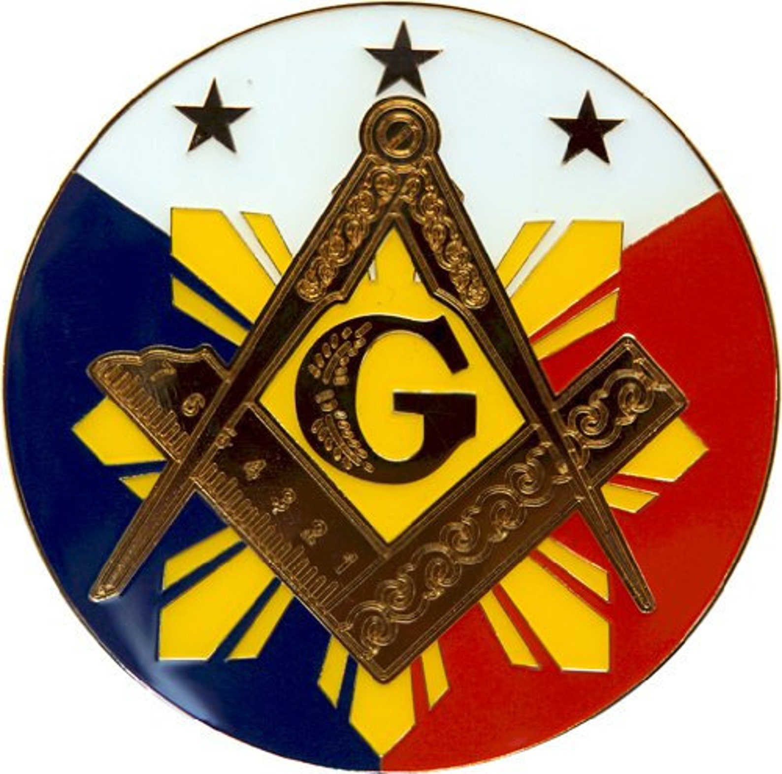 Square & Compass Sun Round Masonic Auto Emblem red White - Etsy