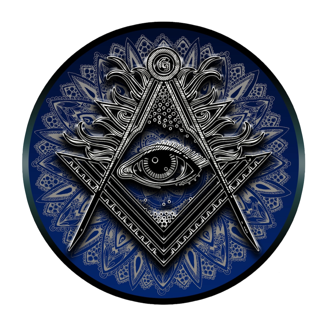 Shining All Seeing Eye Square & Compass Round Masonic Bumper | Etsy