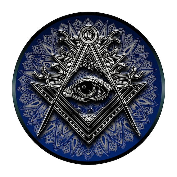 Shining All Seeing Eye Square & Compass Round Masonic Bumper | Etsy