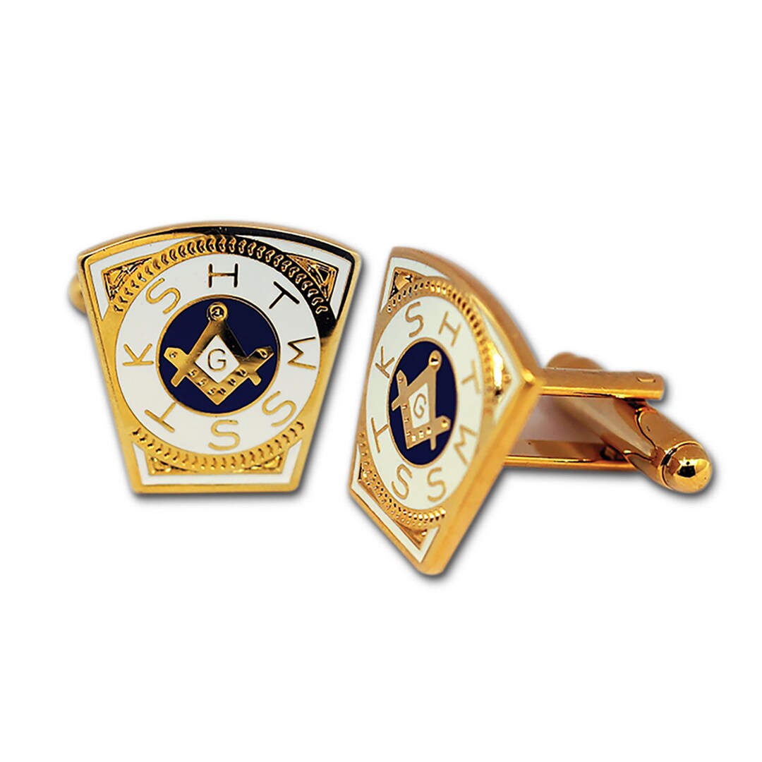 Royal Arch Mark Keystone Masonic Cuff Link Pair gold & White3/4 Tall ...