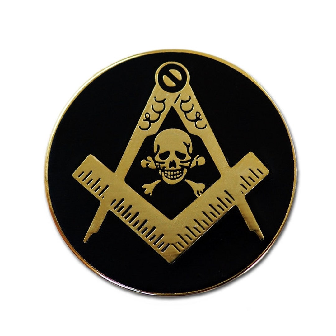 Widow's Son Skull Square & Compass Round Masonic Lapel Pin black and ...