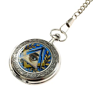 All Seeing Eye Masonic Pocket Watch silver & Blue2 - Etsy