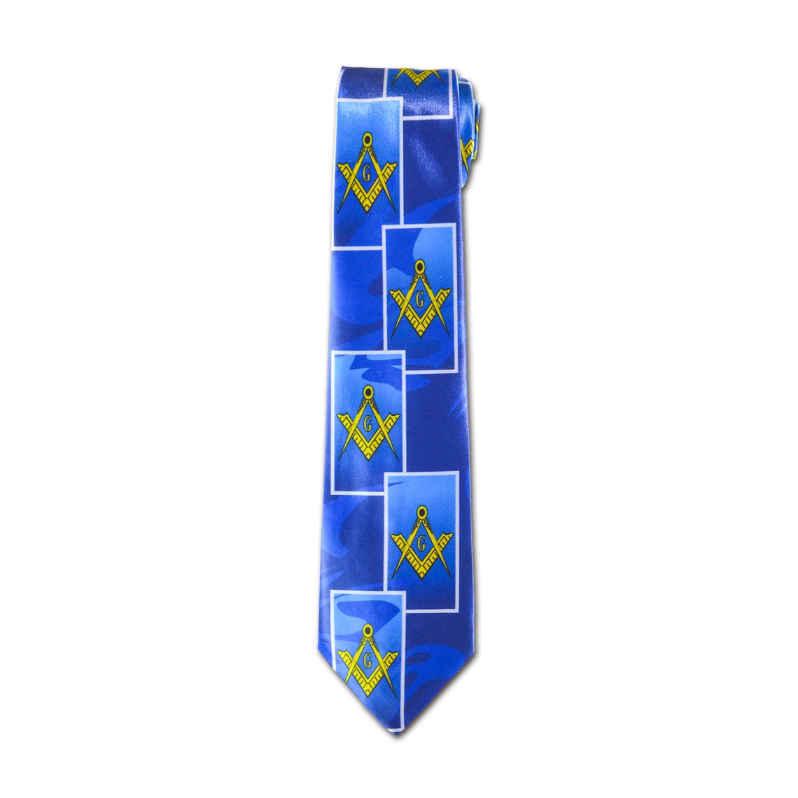 Square & Compass Satin Masonic Neck Tie blue and Gold | Etsy
