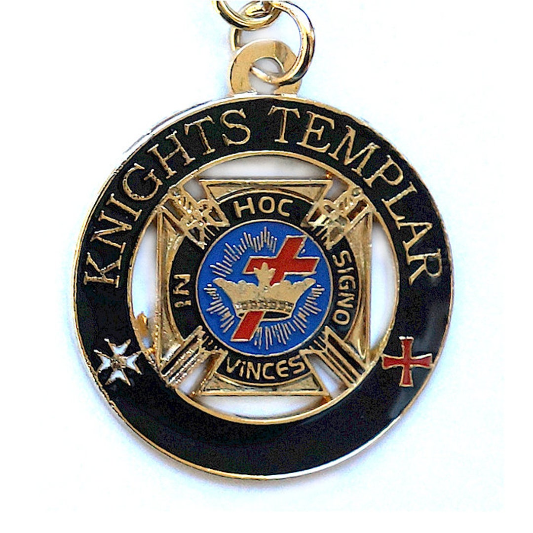 Knight Templar Round Masonic Key Chain black & Gold1 - Etsy