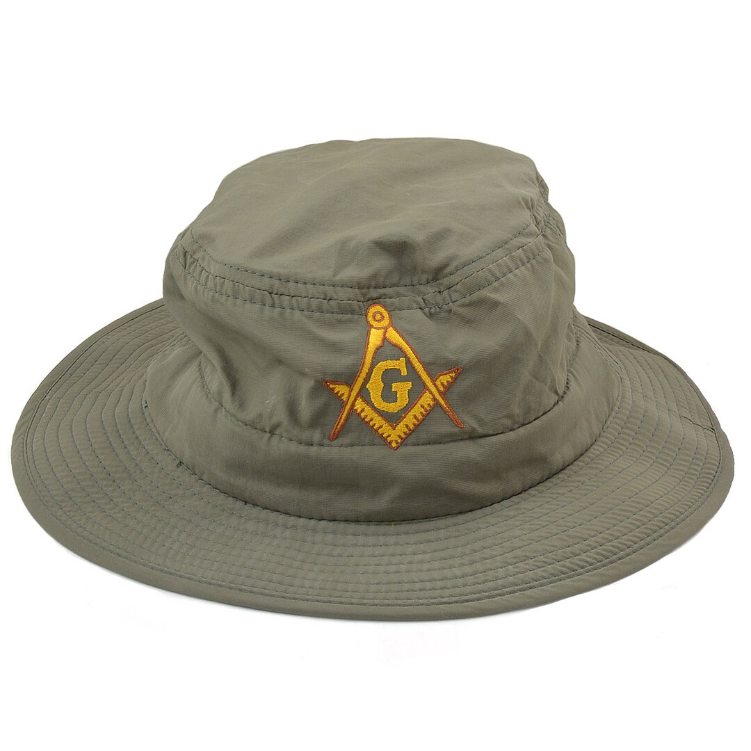 Gold Square & Compass Embroidered Masonic Guide Boonie Hat TME-HAT-GDE ...