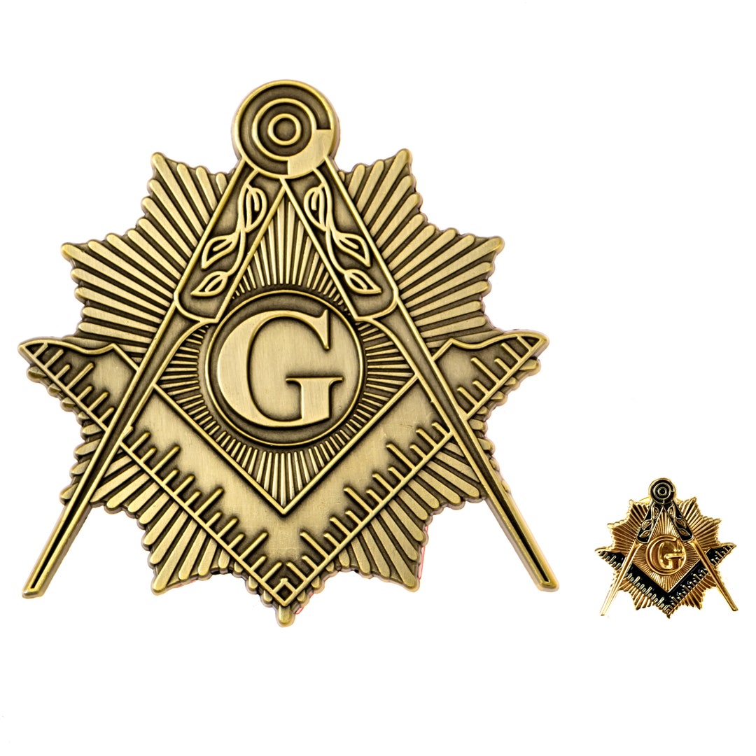 Shining Square & Compass Auto Emblem Lapel Pin Masonic Combo Pack TME ...