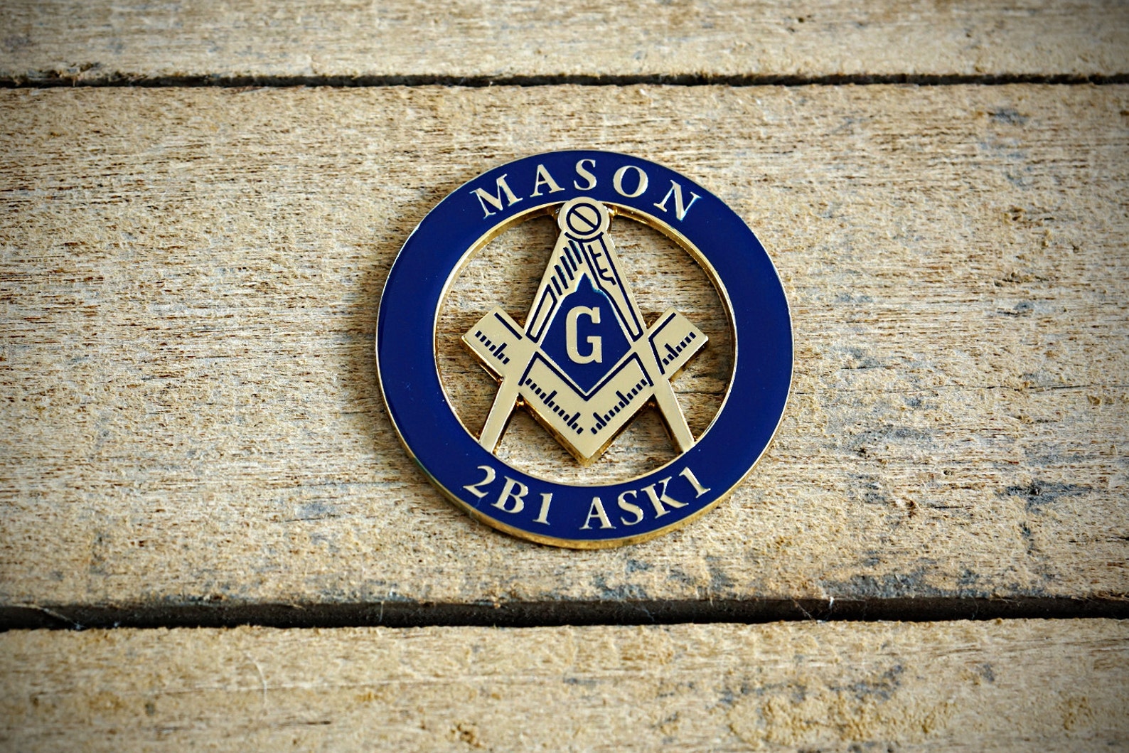 Mason 2B1 ASK1 Round Masonic Auto Emblem blue & - Etsy