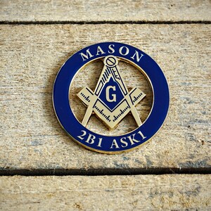 Mason 2B1 ASK1 Round Masonic Auto Emblem blue & Gold3 Diameter TME-EMB ...