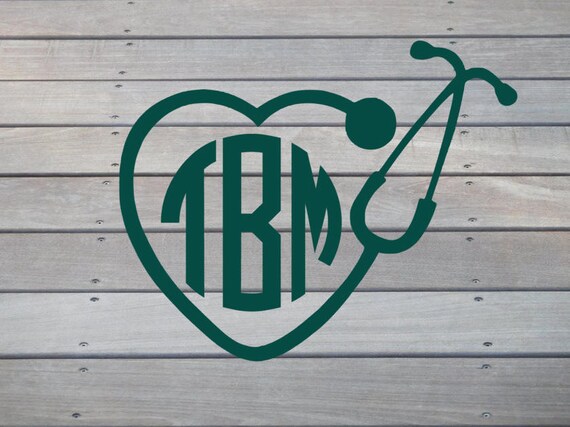 Heart Stethoscope Monogram Decal - Etsy