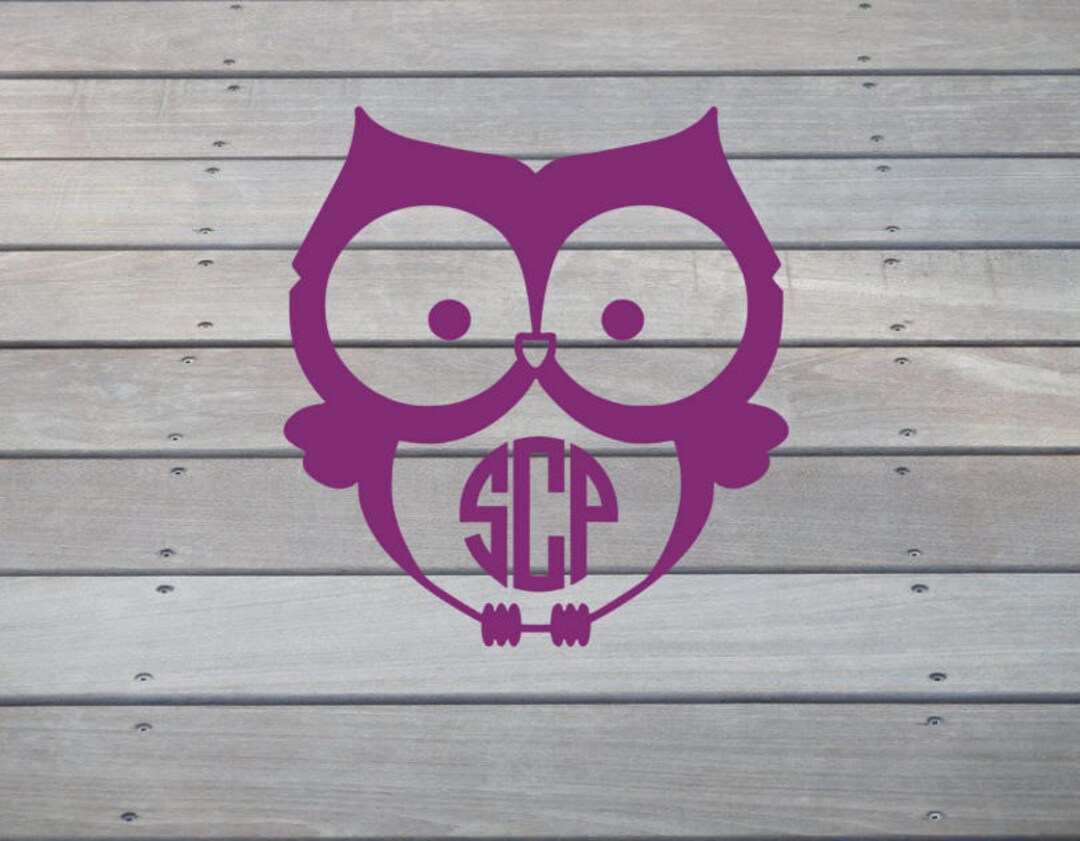 Owl Monogram Decal - Etsy