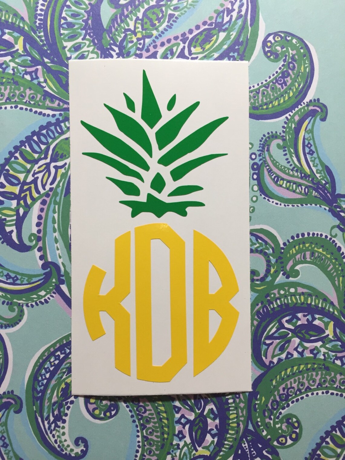 Pineapple Monogram Decal | Etsy