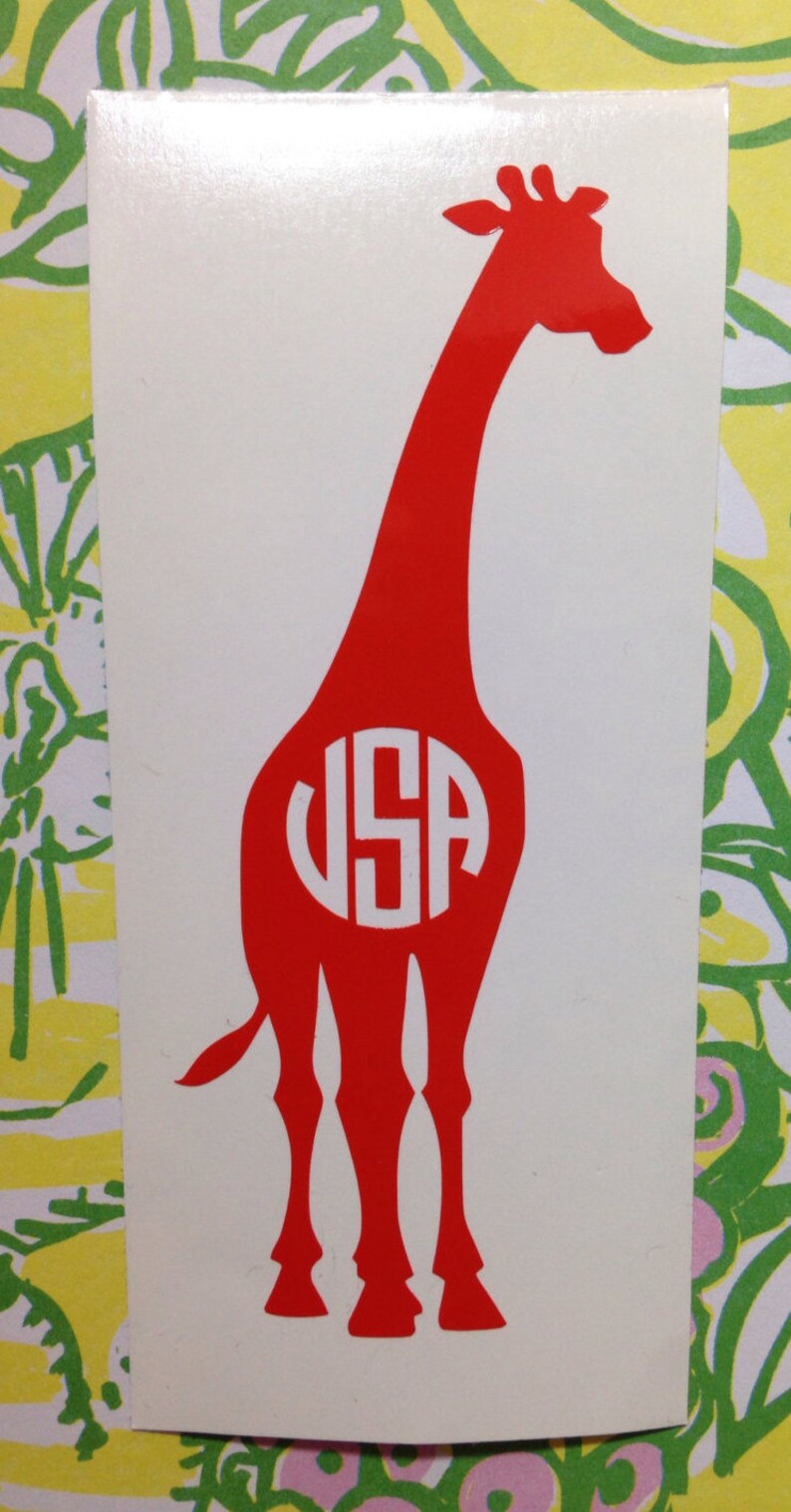 Giraffe Monogram Decal - Etsy