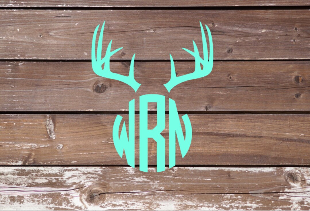 Deer Antler Monogram Decal - Etsy