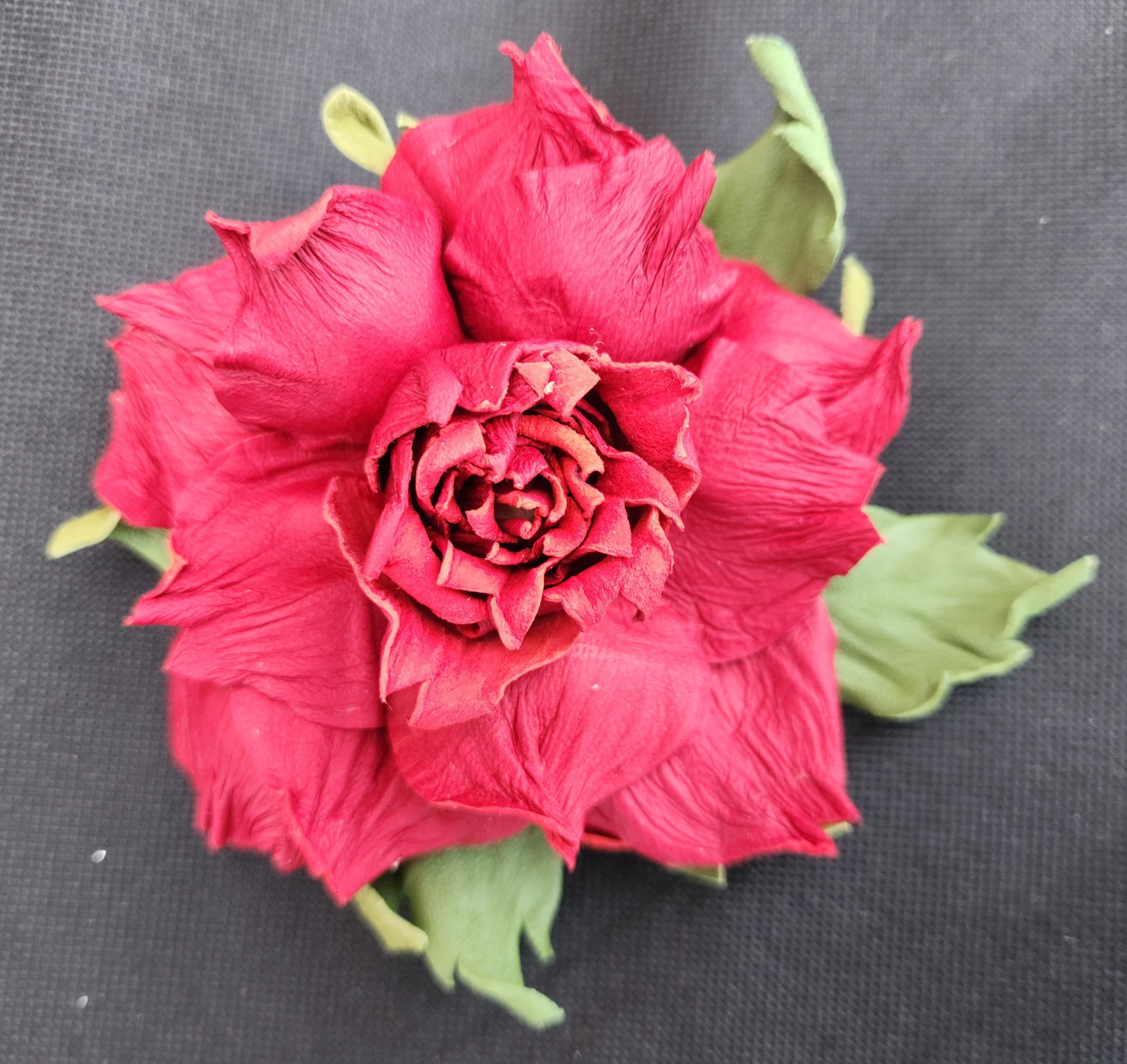 Red Fantasy Rose Flower Leather Brooch. - Etsy