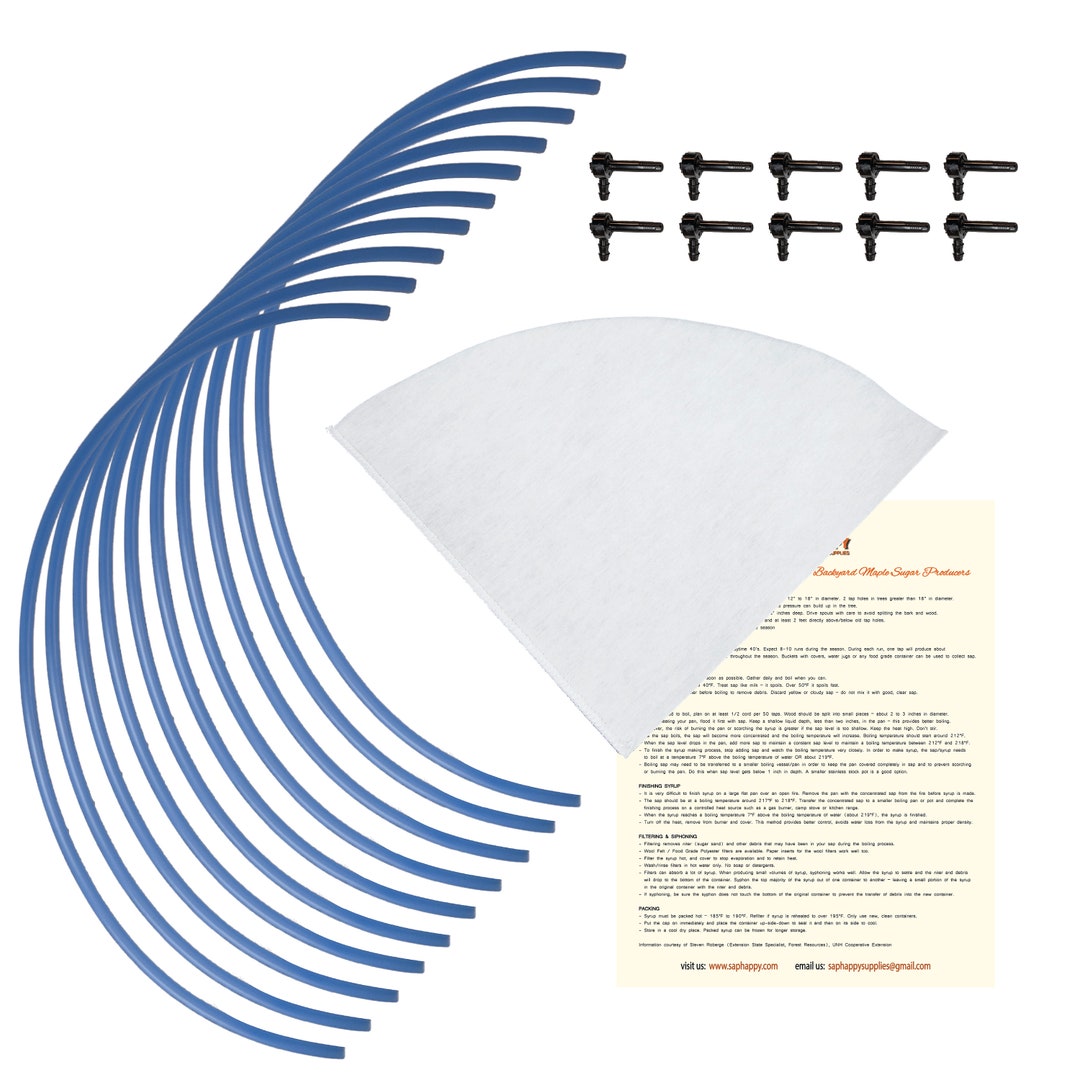 Maple Syrup Tapping Kit - (10) Taps for Maple Trees, (10) 3' Food Grade ...