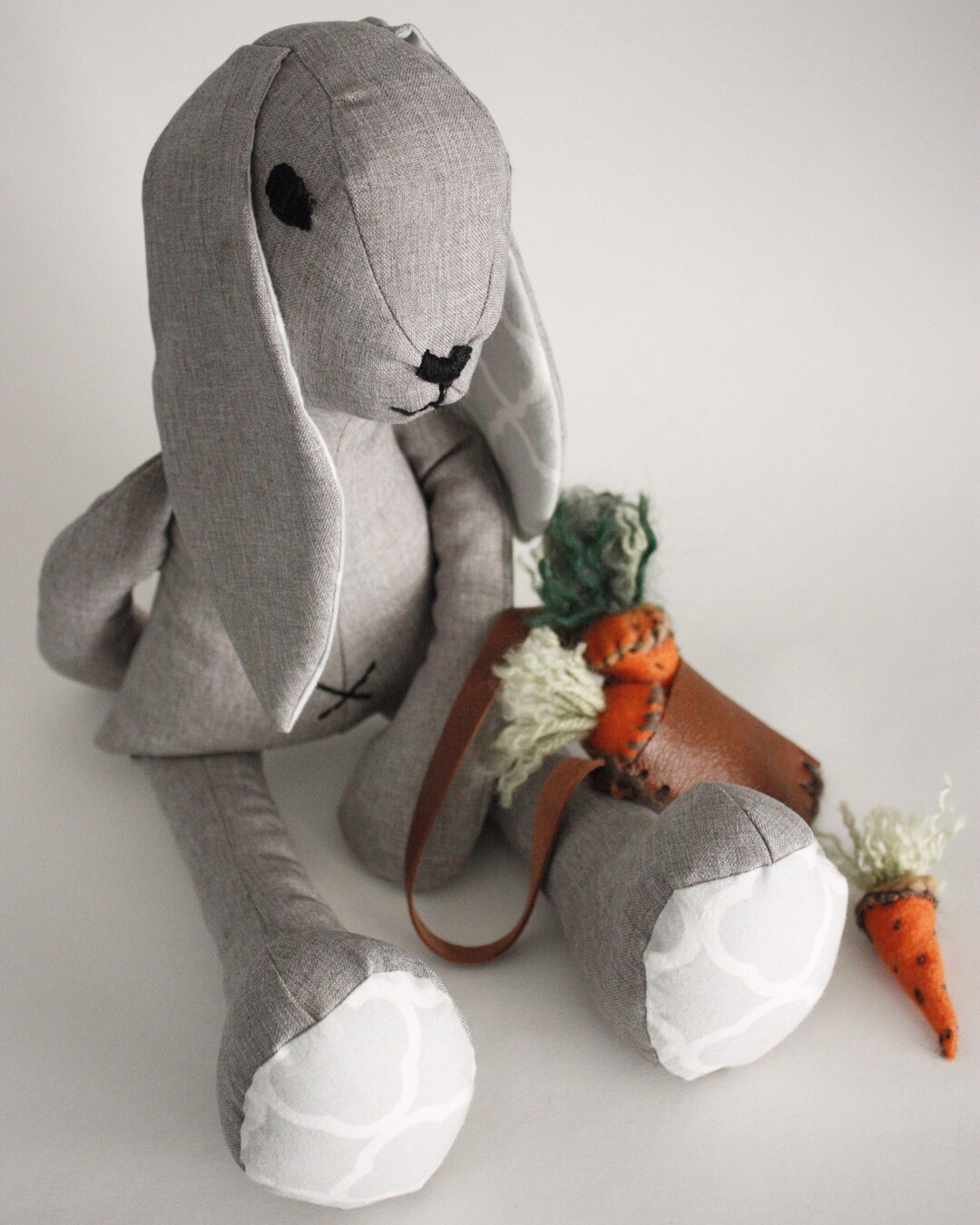 Bunny Rabbit Stuffed Rabbit Linen Rabbit Handmade Bunny Rabbit Snuggle ...