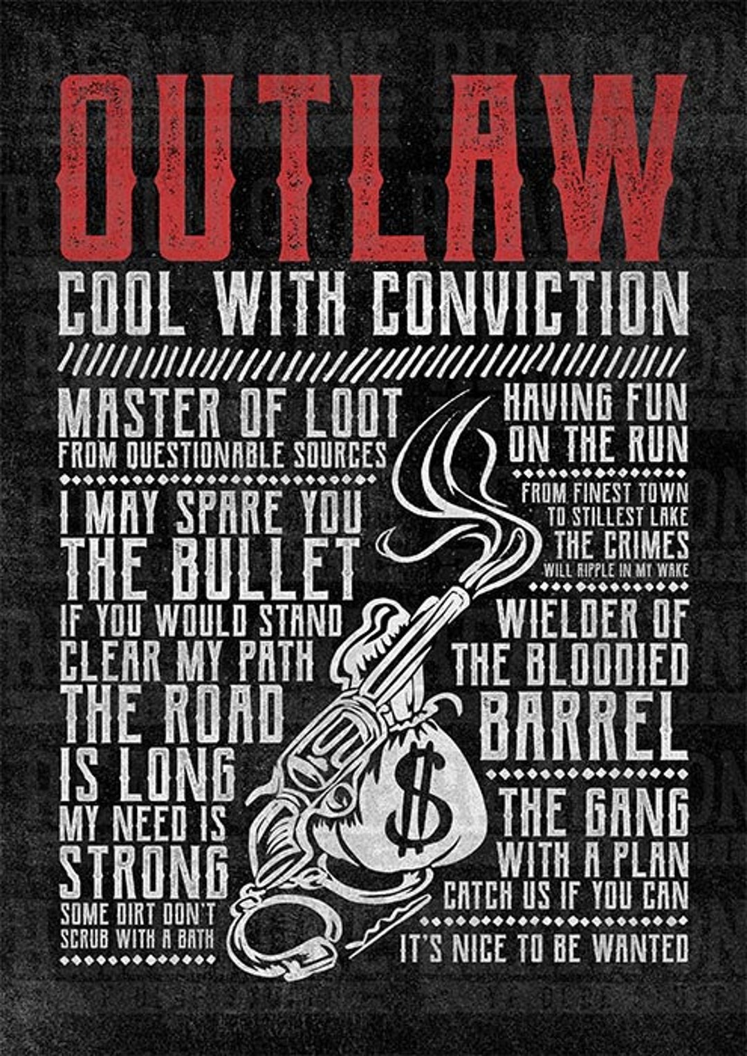 OUTLAW Art Print - 'wild West' Collection - A4 (8.27 ×11.69 Inches ...