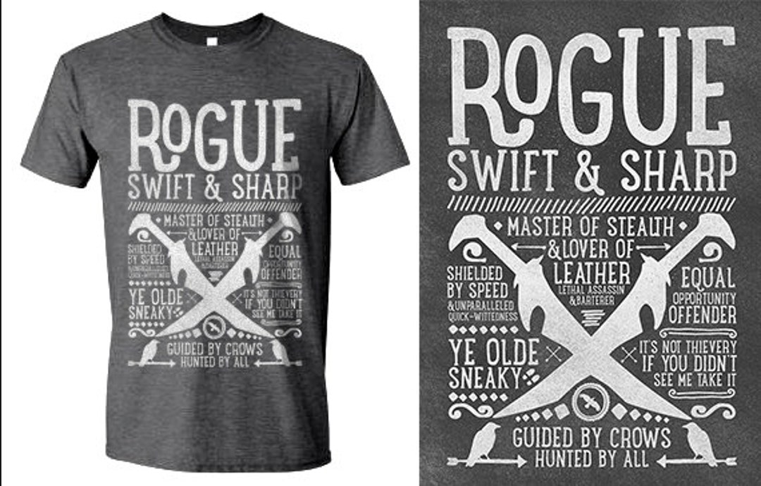 ROGUE T-shirt - D&D / World of Warcraft / Diablo / RPG Inspired ...