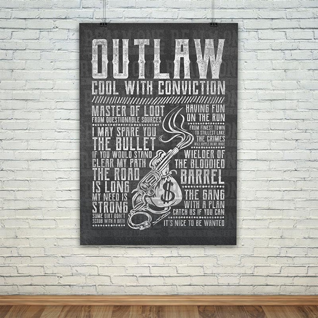 OUTLAW Poster - 'wild West' Collection - Multiple Size Available - B&W ...