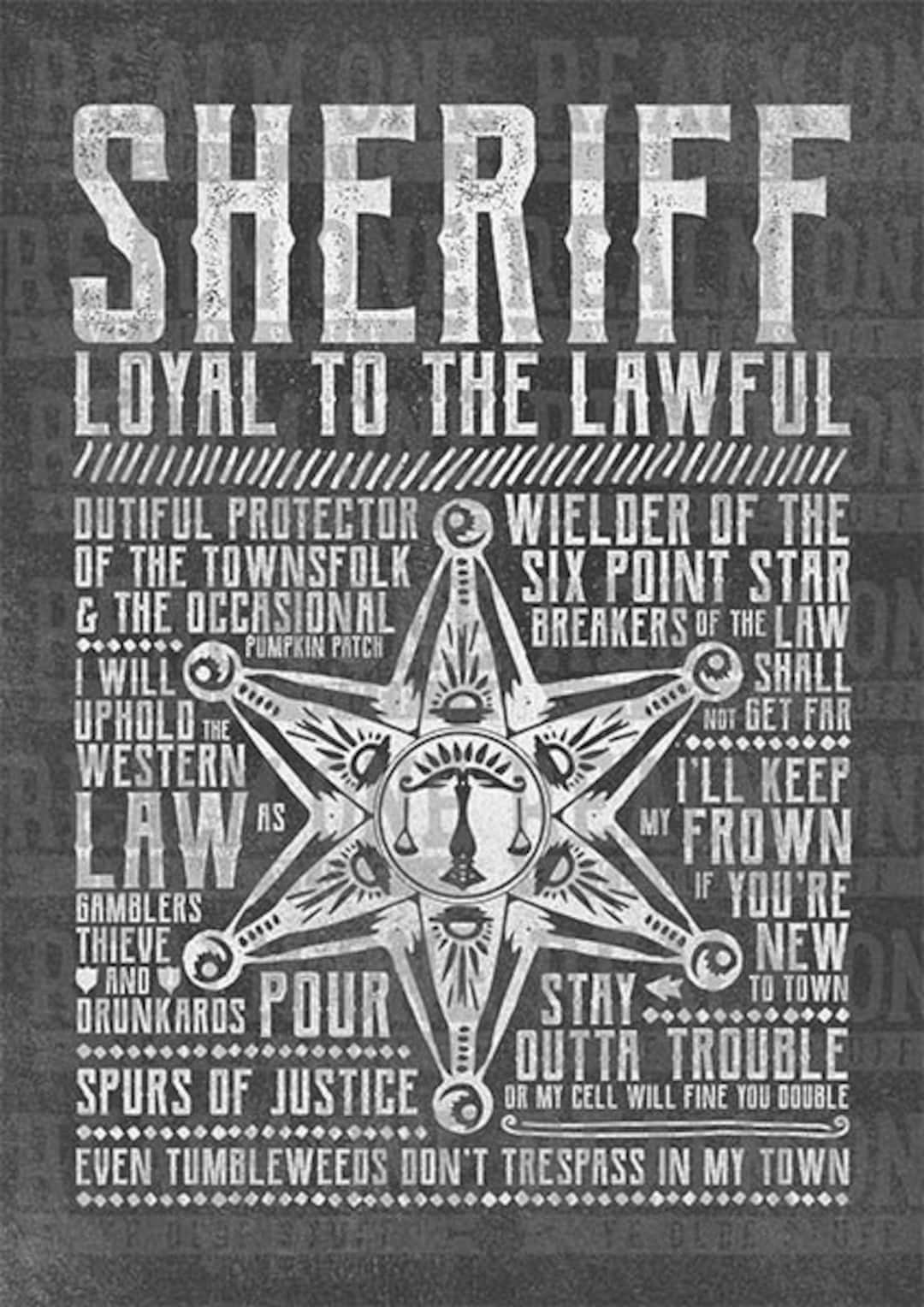 SHERIFF Art Print - 'wild West' Collection - A4 (8.27 ×11.69 Inches ...
