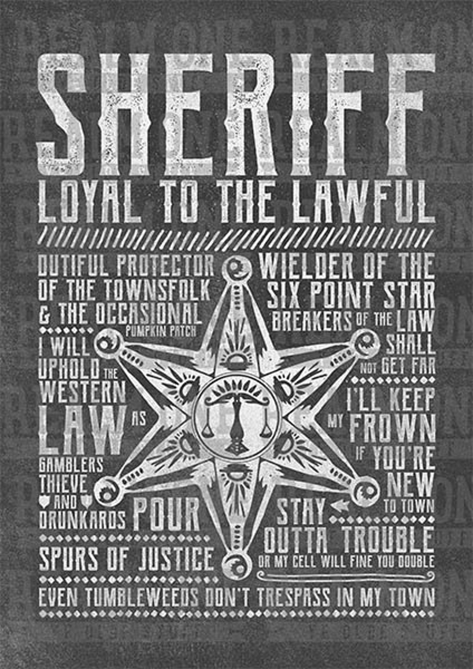 SHERIFF Art Print - 'wild West' Collection - A4 (8.27 ×11.69 Inches ...