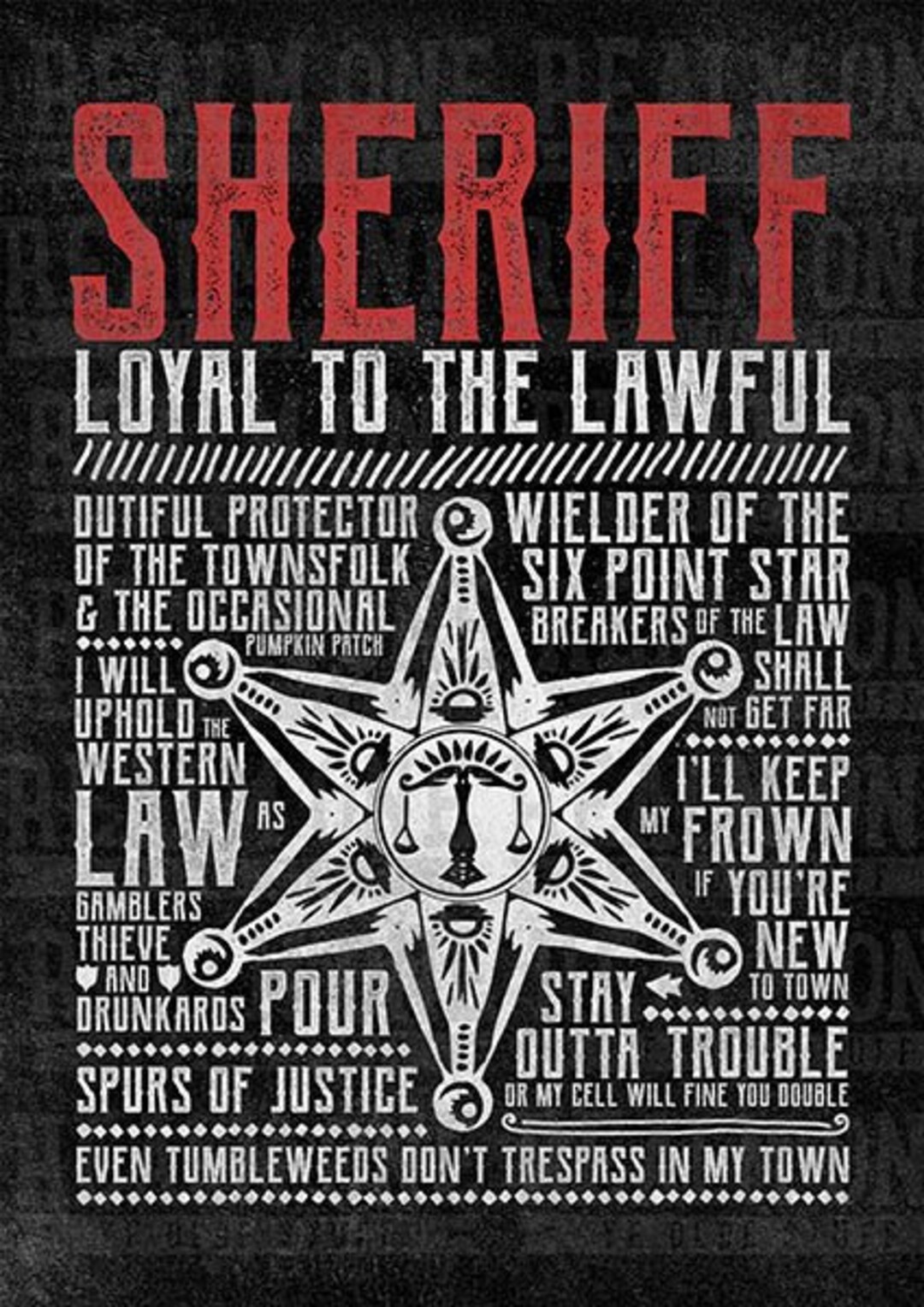 SHERIFF Art Print - 'wild West' Collection - A4 (8.27 ×11.69 Inches ...