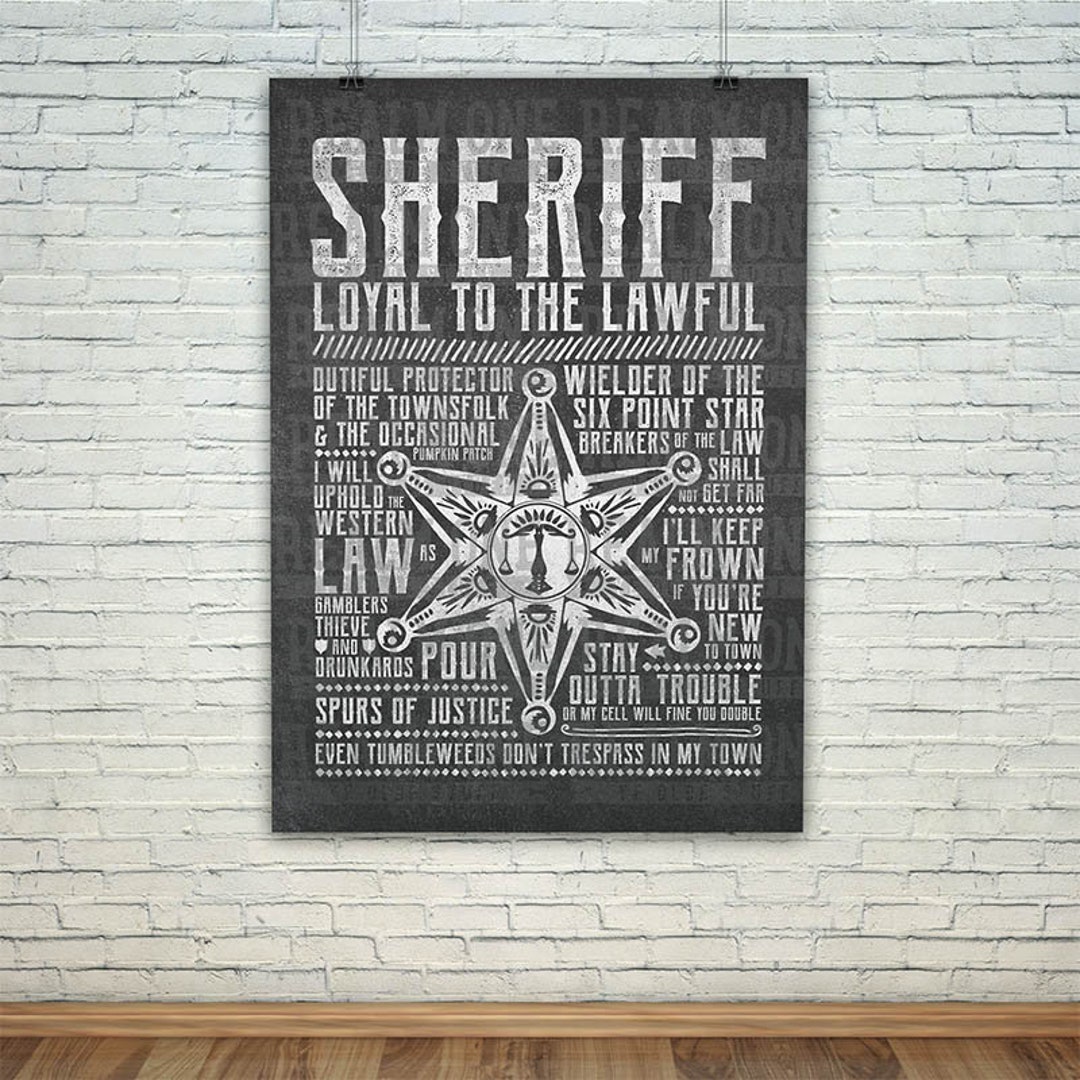 SHERIFF Poster - 'wild West' Collection - Multiple Size Available - B&W ...