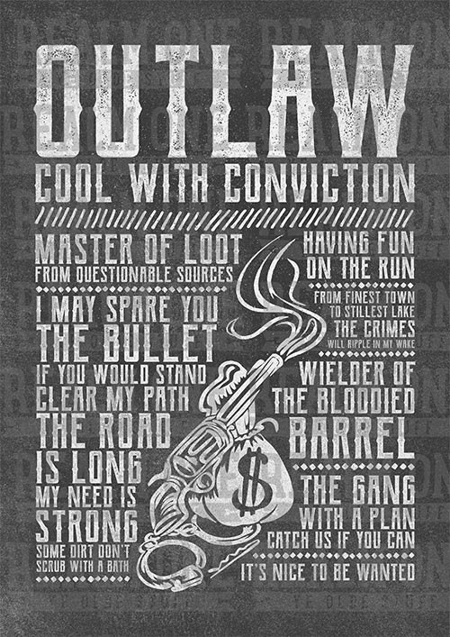 OUTLAW Art Print 'Wild West' Collection A4 8.27 | Etsy