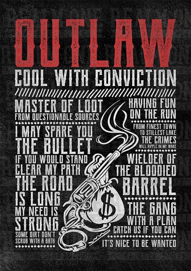 OUTLAW Art Print - 'wild West' Collection - A4 (8.27 ×11.69 Inches) - B ...