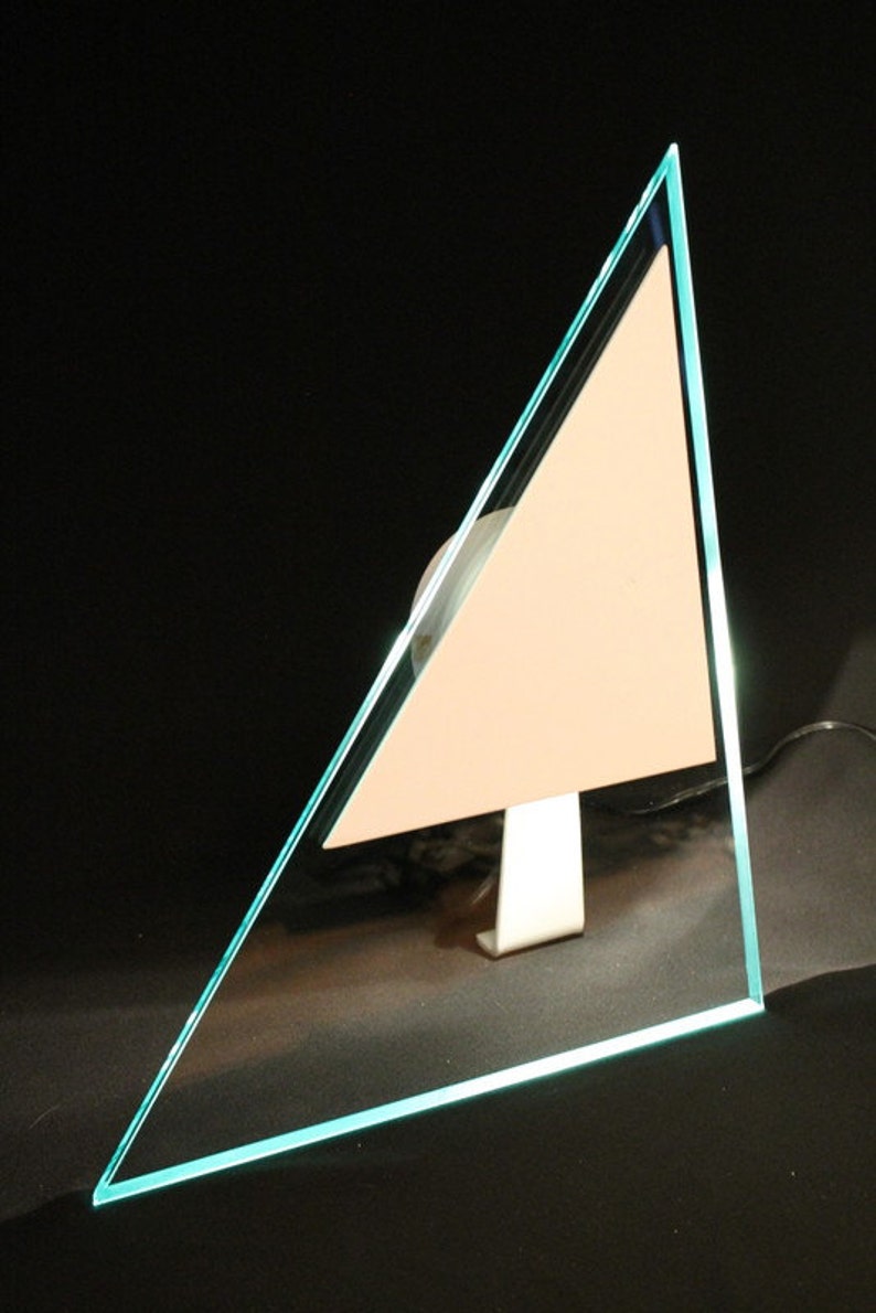 2 BEDSIDE 1980 TABLE LAMP Halogen Thick Glass Triangle Vintage - Etsy