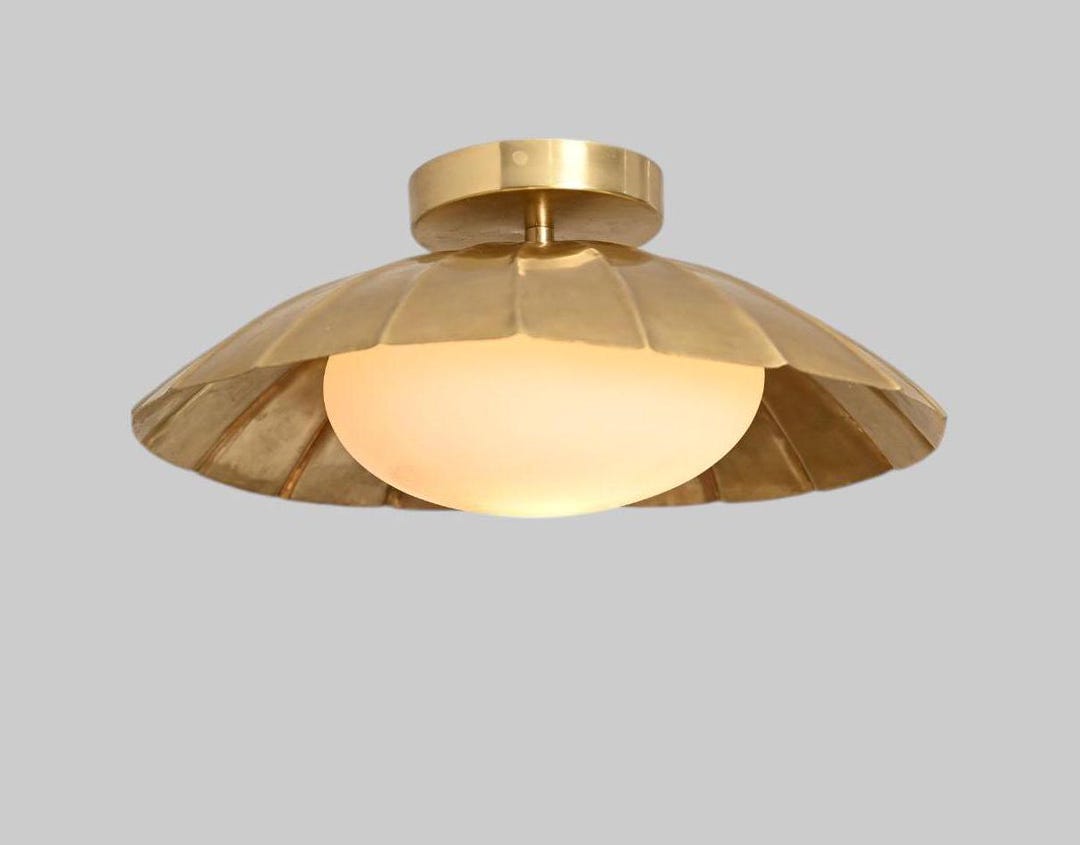 MCM Style Brass Flush Mount Ceiling Lighting Fixture - Etsy