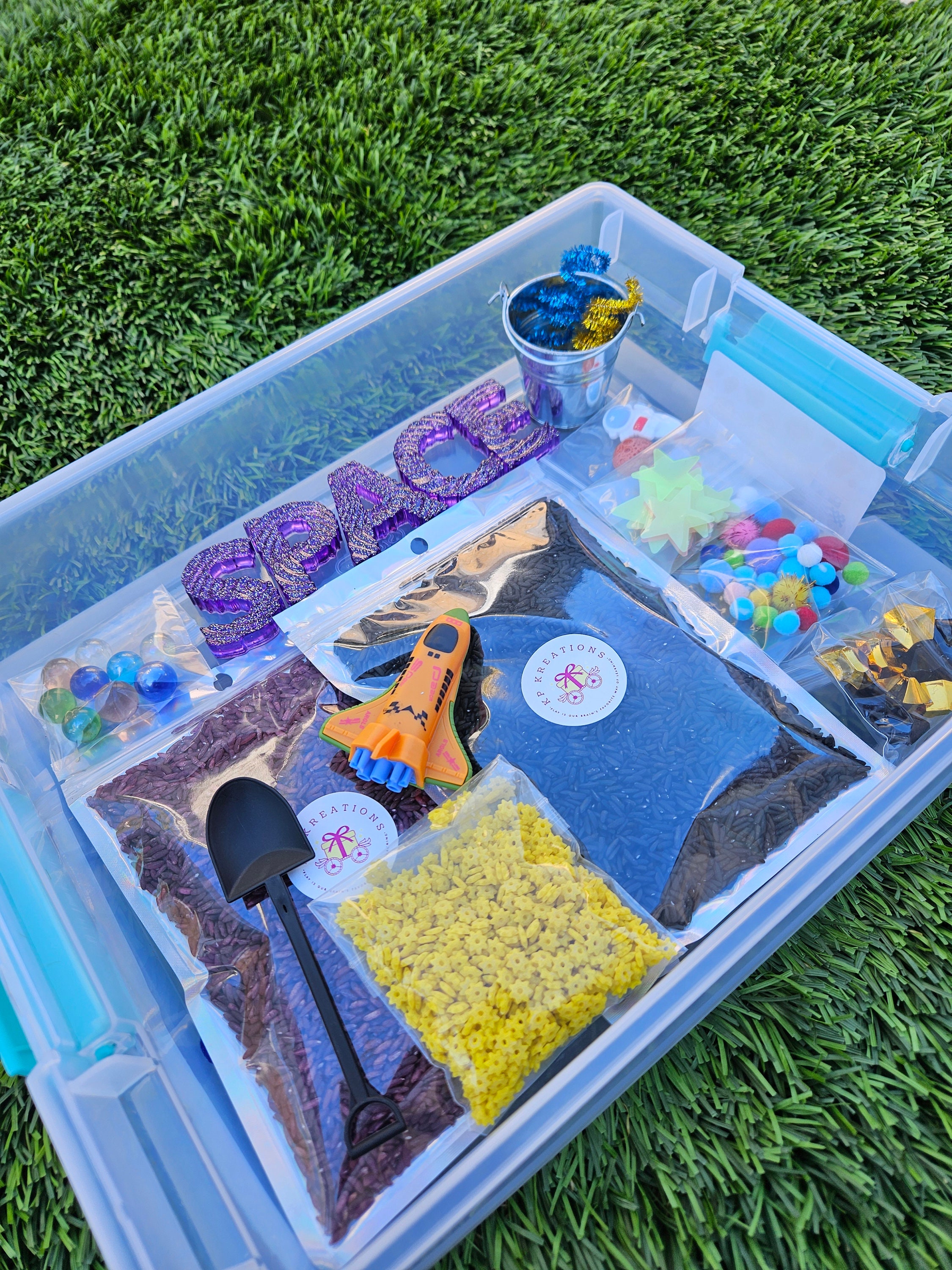 Outer Space Sensory Bin, Space Toys, Space Activity, Space Sensory ...