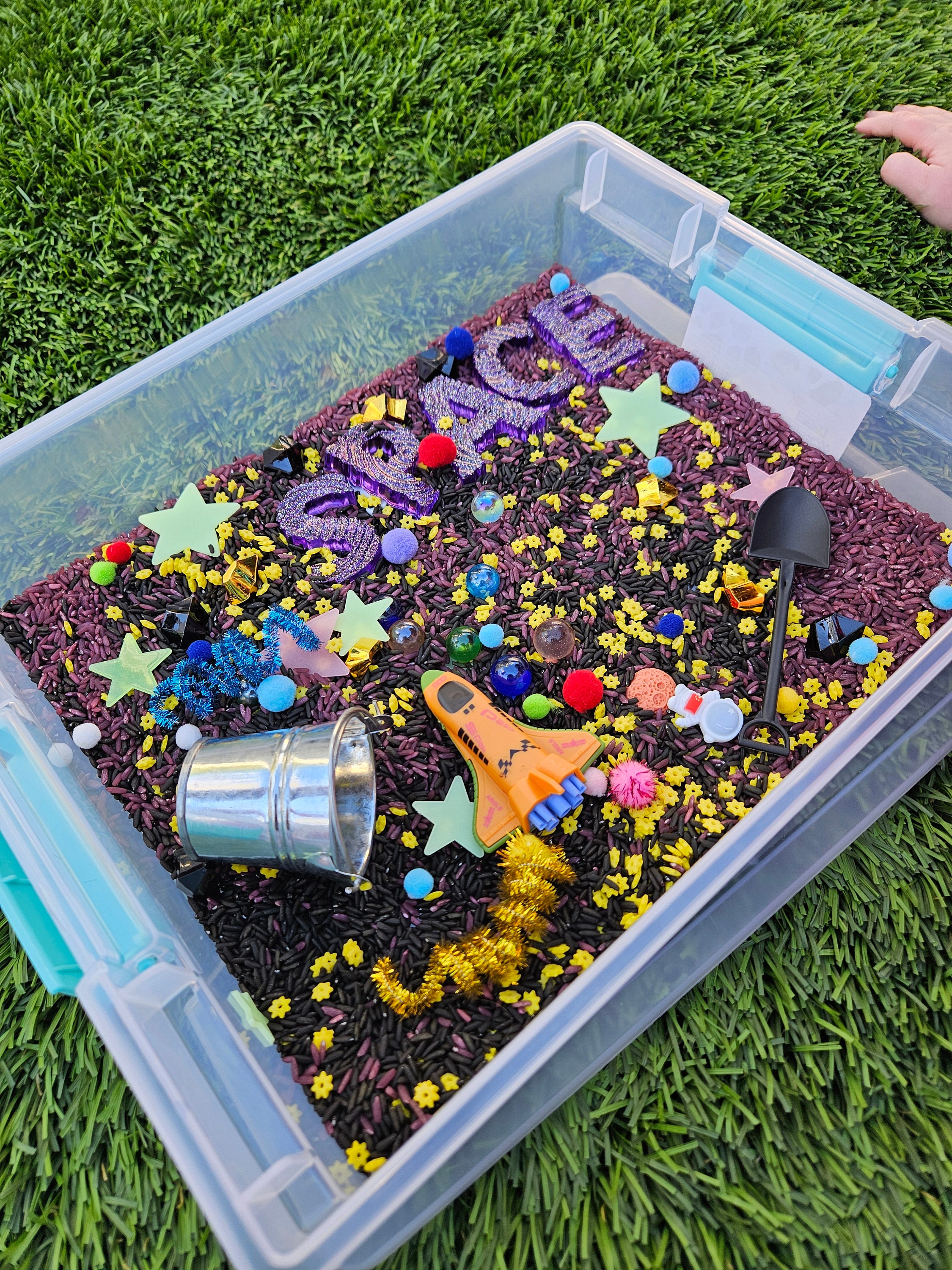 Outer Space Sensory Bin, Space Toys, Space Activity, Space Sensory ...