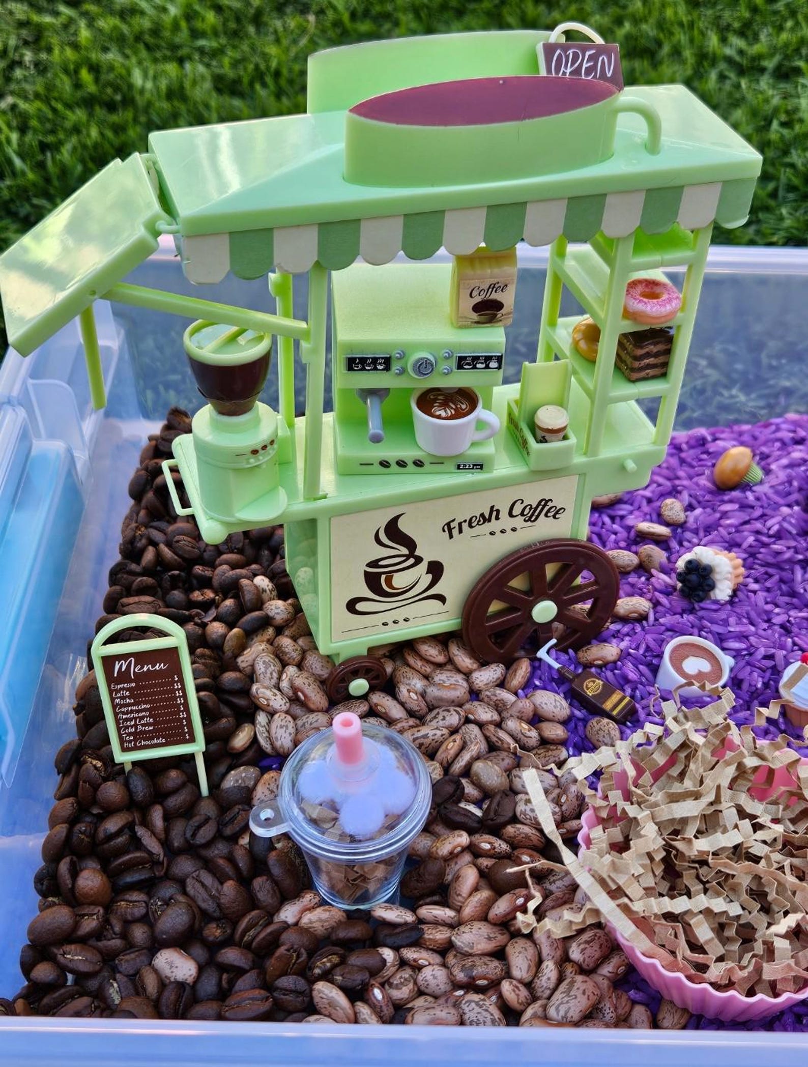 Coffee Shop Sensory Bin, Fall Sensory Bin, Autumn Sensory Bin, Coffee ...