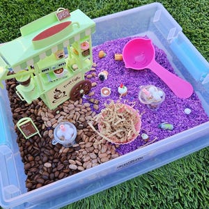 Coffee Shop Sensory Bin, Fall Sensory Bin, Autumn Sensory Bin, Coffee ...