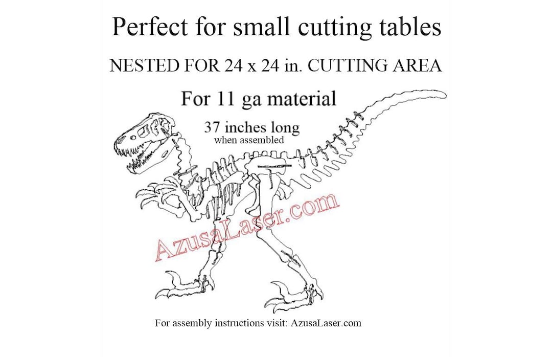 Dinosaur (raptor) .dxf and .SVG Files. 11 Ga Layout. Nested for 24 X 24 ...