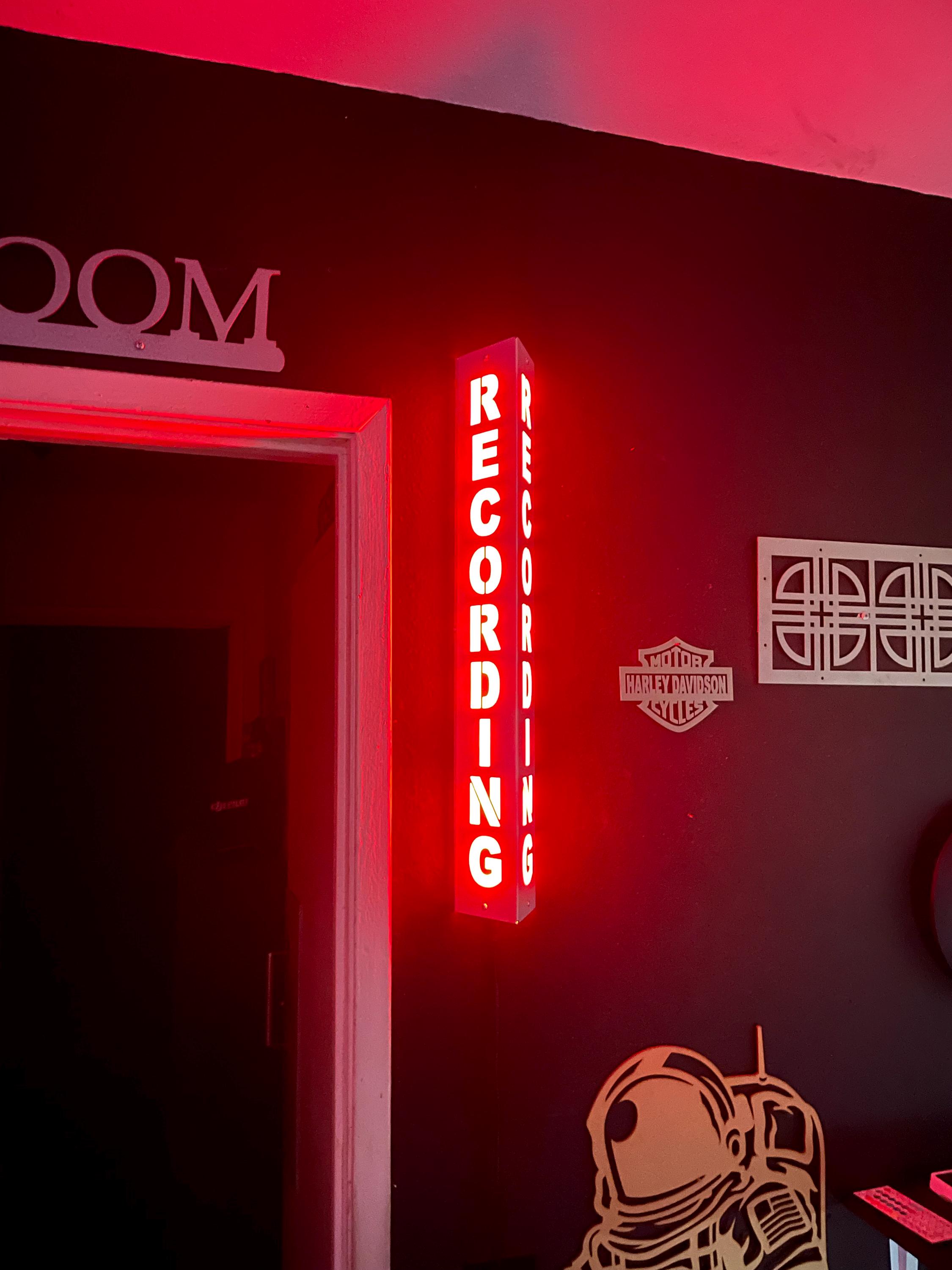 RECORDING Lighted Sign. 24 Inch Wall Sconce. All Aluminum. 120V. With ...