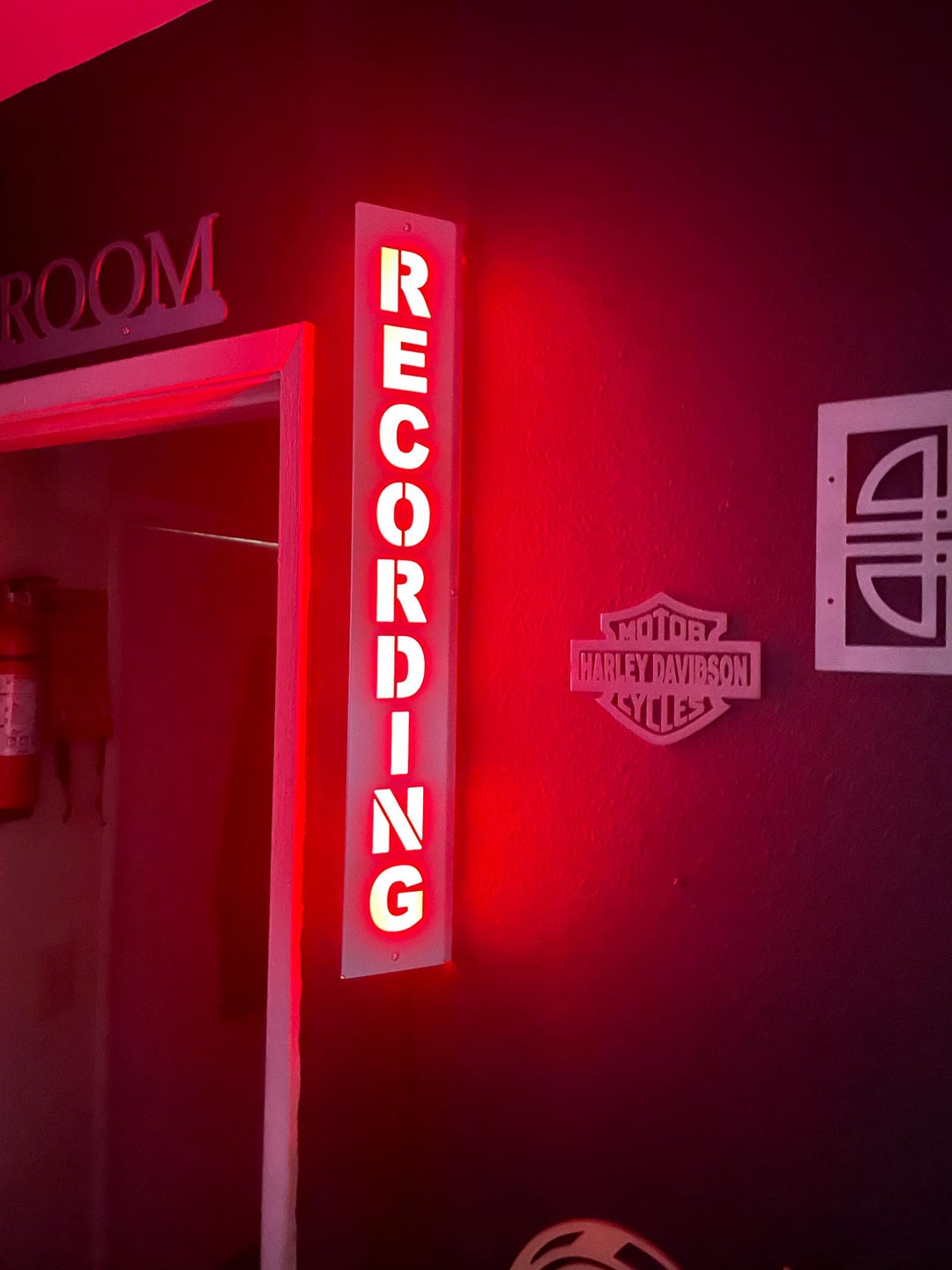 RECORDING Lighted Sign. 24 Inch Wall Sconce. All Aluminum. 120V. With ...