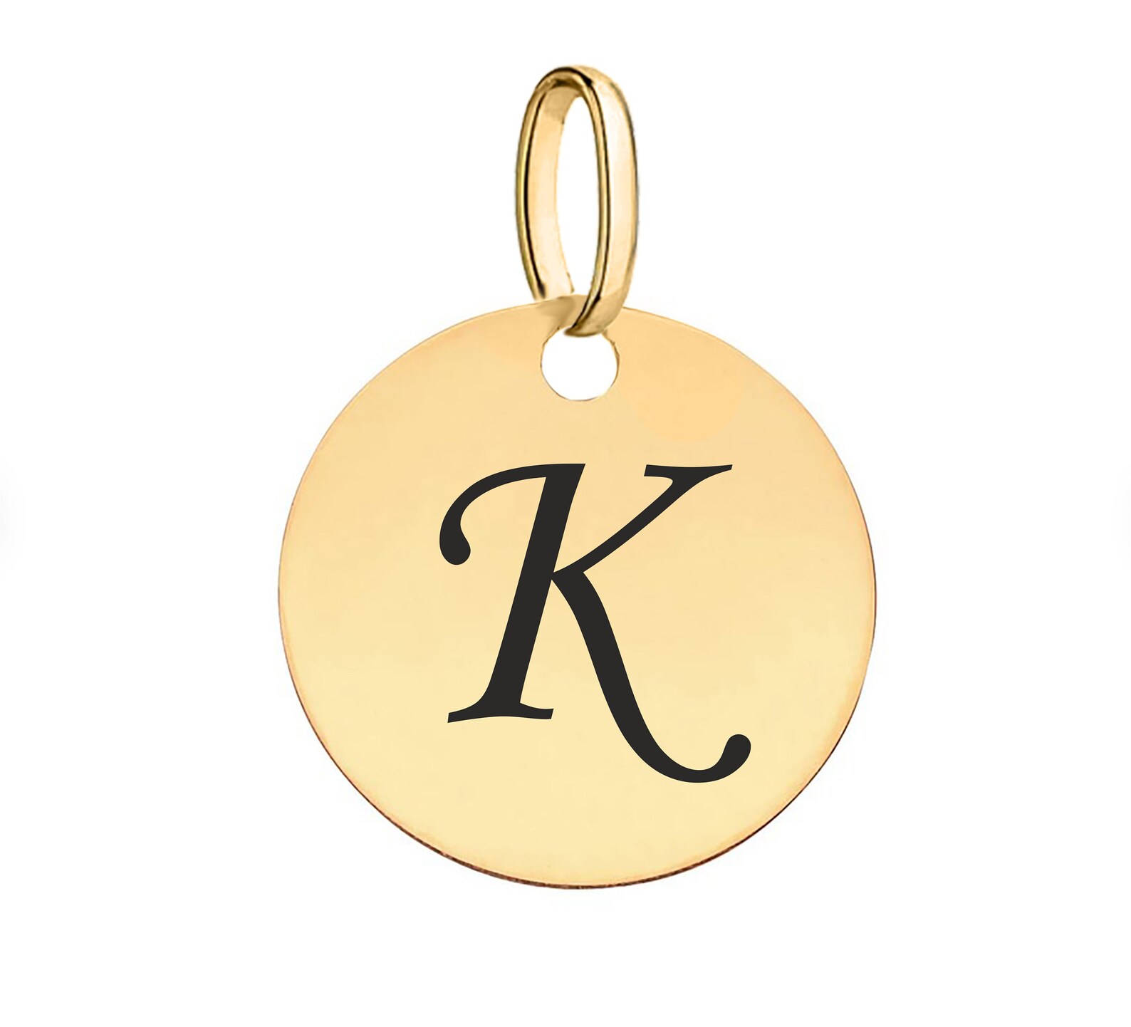 9ct Gold Personalized Initial Alphabet Letters Disc Pendant - Etsy