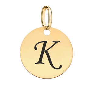 9ct Gold Personalized Initial Alphabet Letters Disc Pendant Solid 375 9 ...