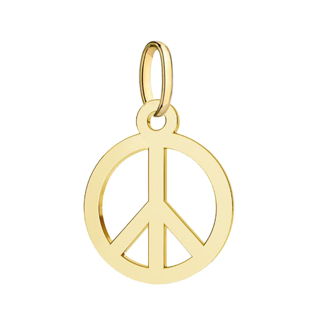 Solid 10K Gold Peace Sign Pendant Charm for Necklace - Etsy