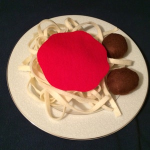 Felt Spaghetti & Meatball Dinner Set W/ Garlic Bread, Felt Food, Play ...