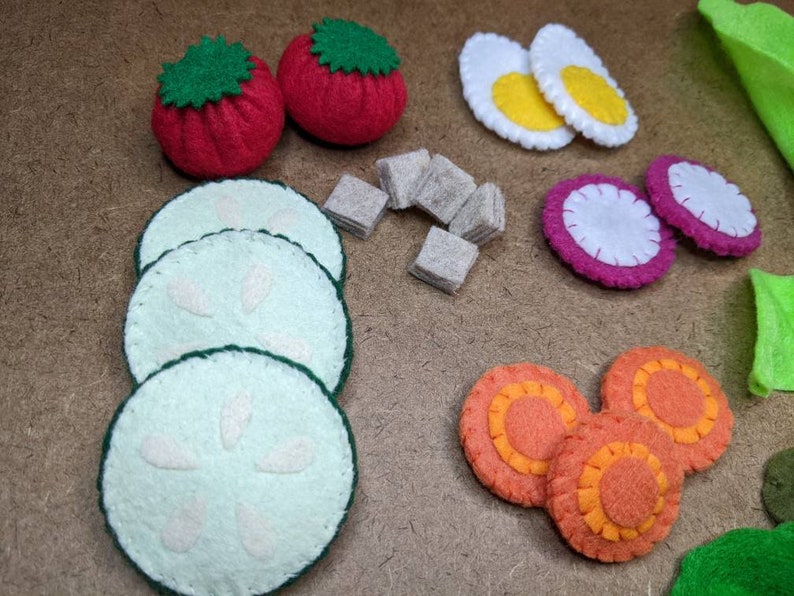 Felt Garden Salad Felt Food Pretend Play - Etsy