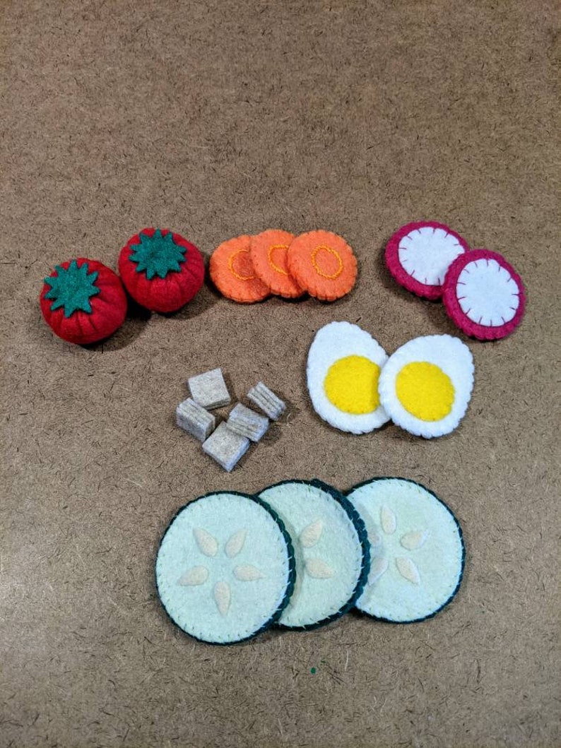 Felt Garden Salad Felt Food Pretend Play | Etsy