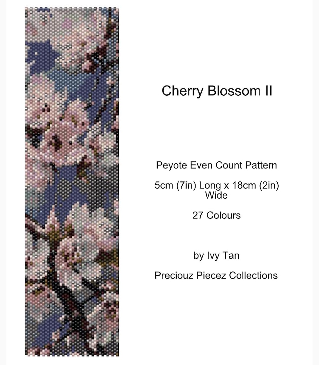 Sakura Cherry Blossom II - Peyote Stitch Pattern - Etsy Australia
