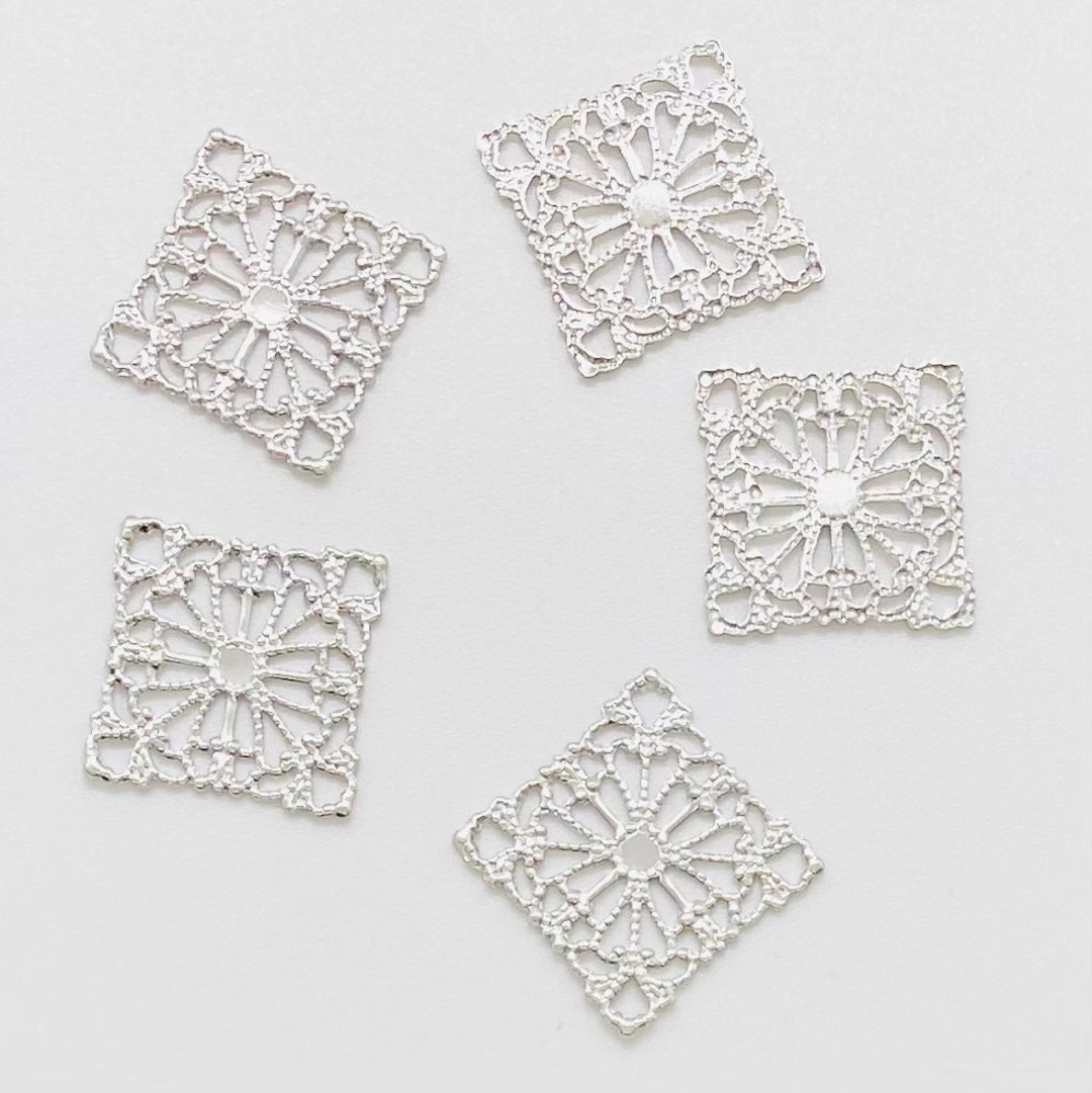 Link,silver-plated Brass, 21.5x21.5mm Single-sided Filigree Diamond. 5 ...