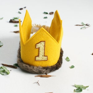 First Birthday Crown Mustard Birthday Crown Boy Birthday - Etsy Australia