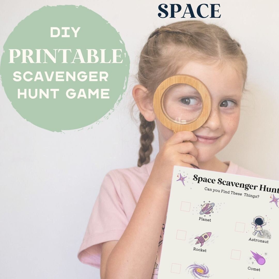 Space Scavenger Hunt for Kids - Girl Space Party Game - Two the Moon ...