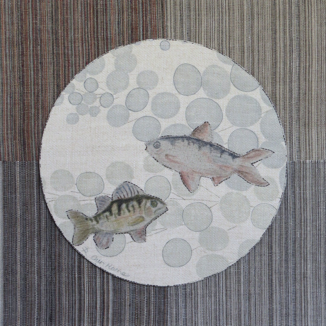 Upcycled Textile Fish Collage Art: Earthy Taupe Decor (unframed) - Etsy